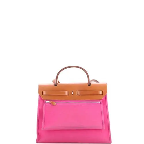 Hermès Herbag Zip Leather And Toile 31 - Pink