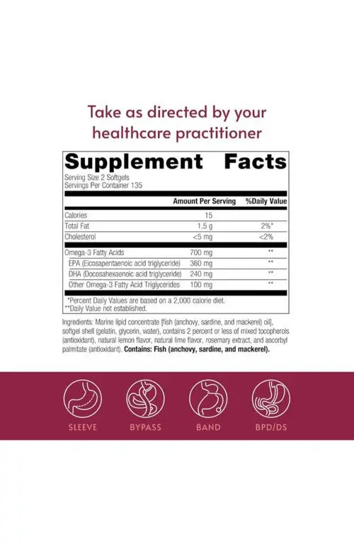 BARIATRIC ADVANTAGE Omega-3 300 Concentrated Epa Dha Fish Oil Softgels 270 Count