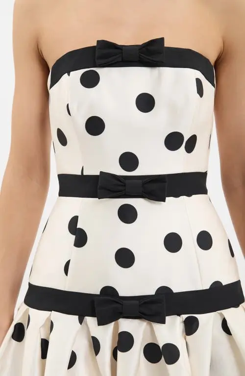 Rebecca Vallance Bacio Polka Dot Strapless Gown