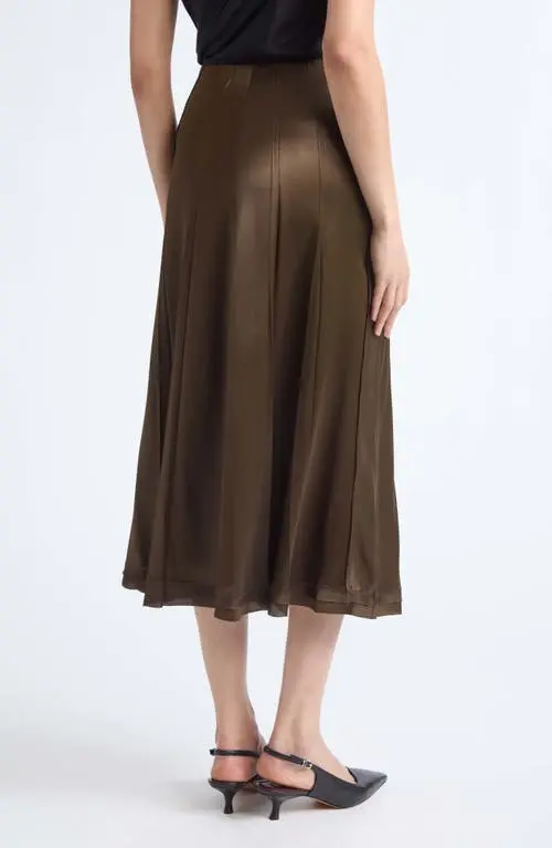 Vince Raw-edge Pleated Satin Skirt