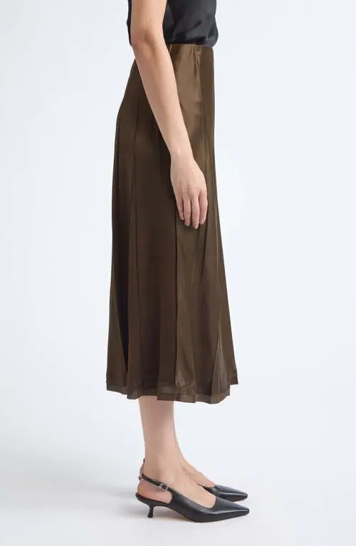 Vince Raw-edge Pleated Satin Skirt