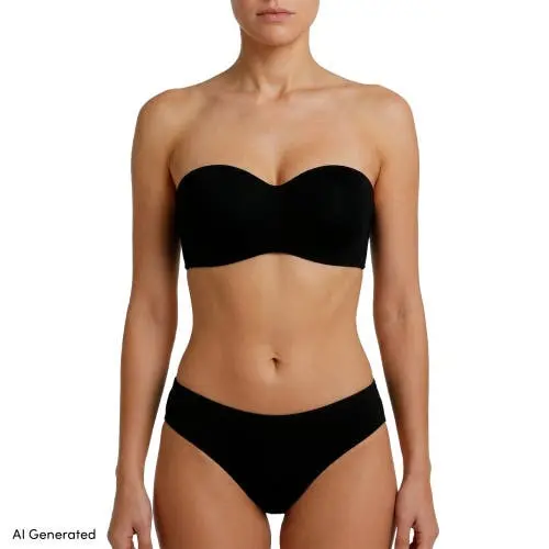 LANDS' END Strapless Convertible Bra True Solutions Light Weight Microfiber Basics - Black