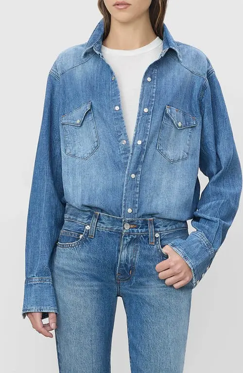 Eterne Ellis Cotton Denim Shirt - Medium Indigo