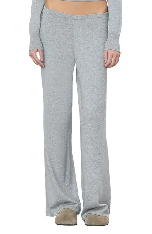 Eterne Wide Leg Cotton And Cashmere Lounge Pants - Grey