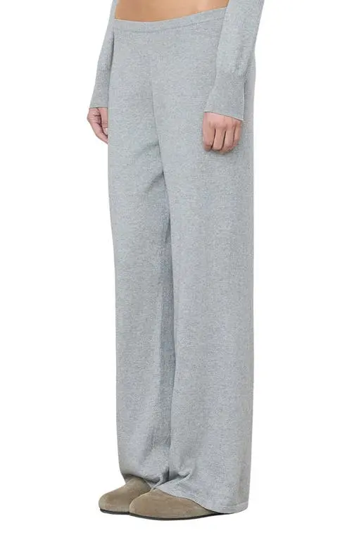 Eterne Wide Leg Cotton And Cashmere Lounge Pants - Grey