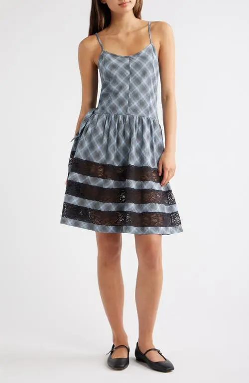 DAMSON MADDER Iggy Lace Insert Midi Dress - Blue