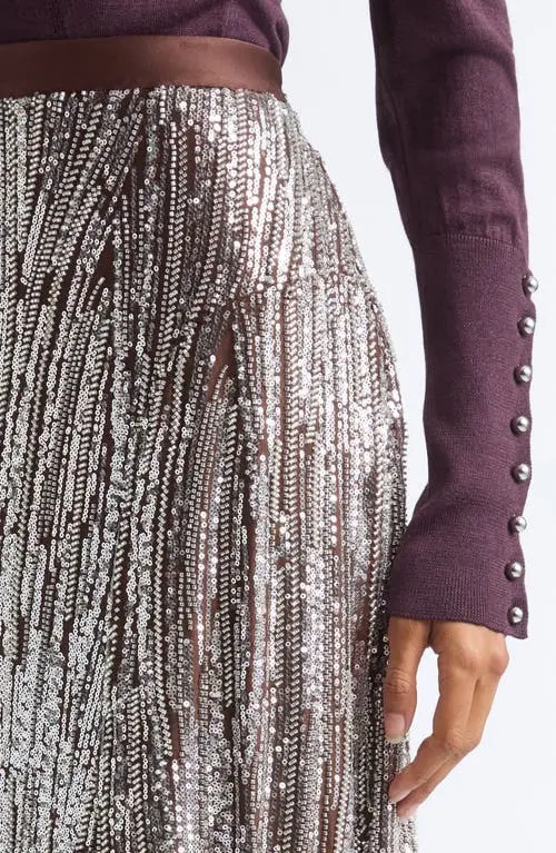 Rabanne Beaded Long Fluid Skirt