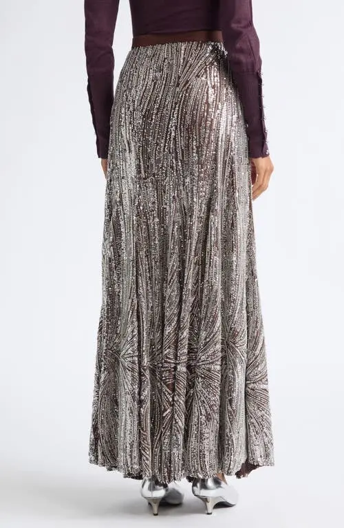 Rabanne Beaded Long Fluid Skirt