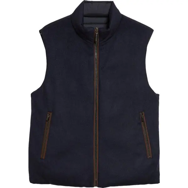 MOORER Falieri Wool Blend Vest - Blue Grey
