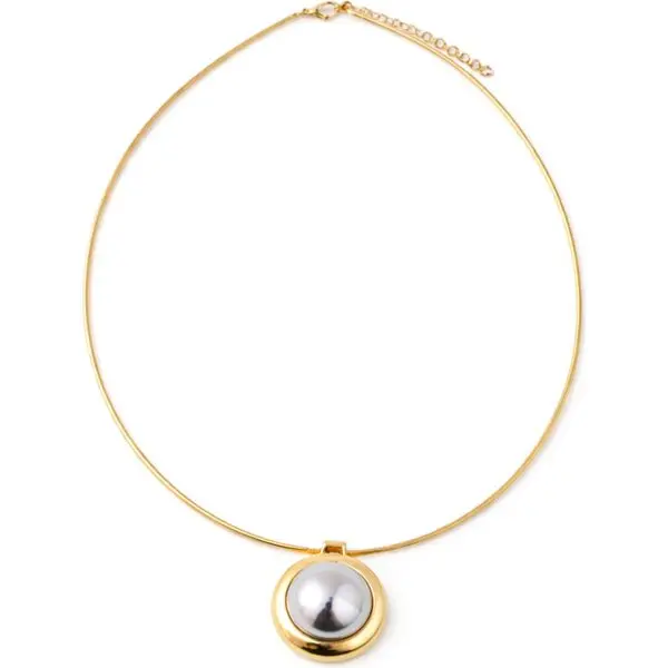 PANACEA Two Tone Circle Collar Pendant Necklace - Gold
