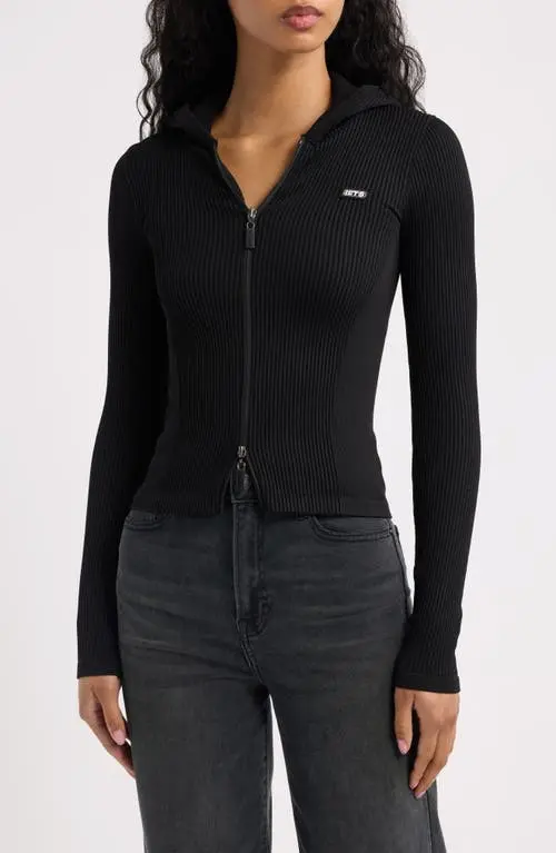 IETS FRANS Hooded Knit Track Top - Black