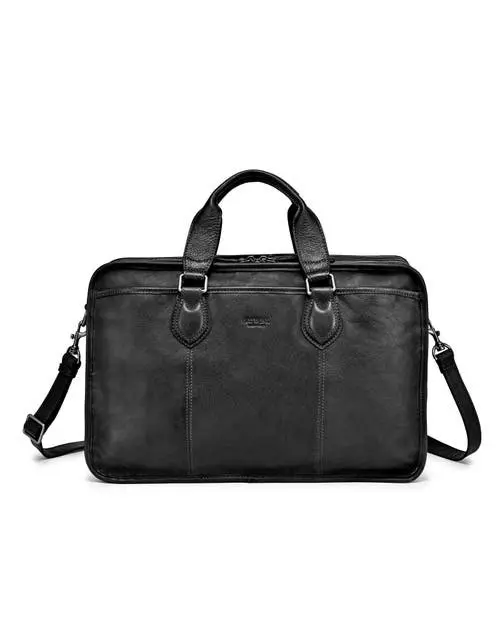 OLD TREND Speedwell Genuine Leather Structured Heritage Briefcase - Black