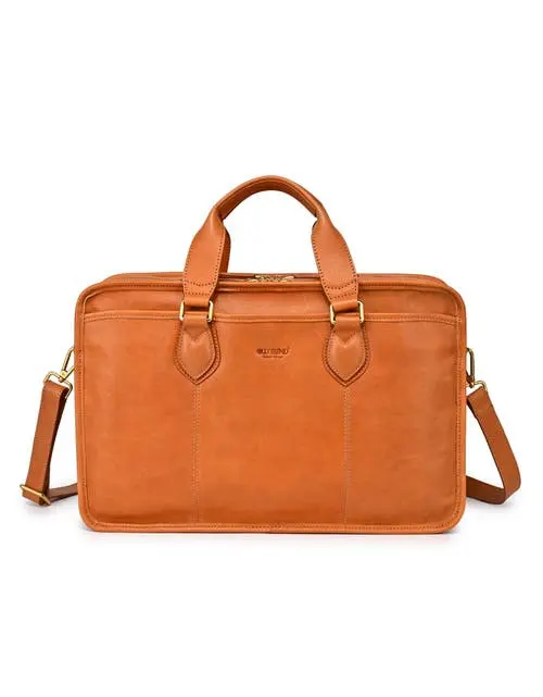 OLD TREND Speedwell Genuine Leather Structured Heritage Briefcase - Chestnut