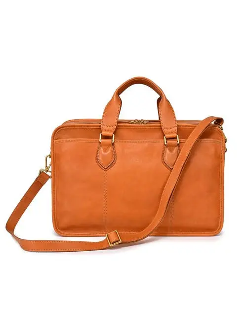 OLD TREND Speedwell Genuine Leather Structured Heritage Briefcase - Chestnut