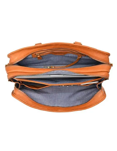 OLD TREND Speedwell Genuine Leather Structured Heritage Briefcase - Chestnut