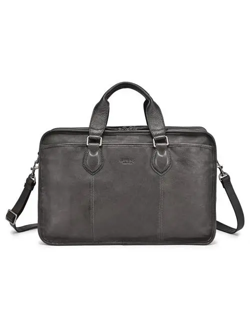 OLD TREND Speedwell Genuine Leather Structured Heritage Briefcase - Slate