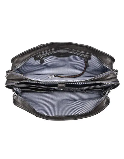OLD TREND Speedwell Genuine Leather Structured Heritage Briefcase - Slate