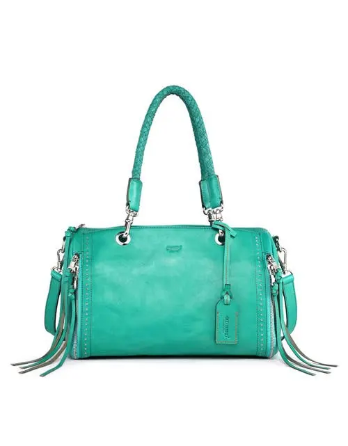 OLD TREND Lily Genuine Leather Classic Heritage Satchel - Aqua