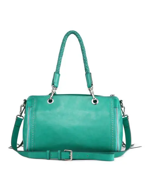 OLD TREND Lily Genuine Leather Classic Heritage Satchel - Aqua
