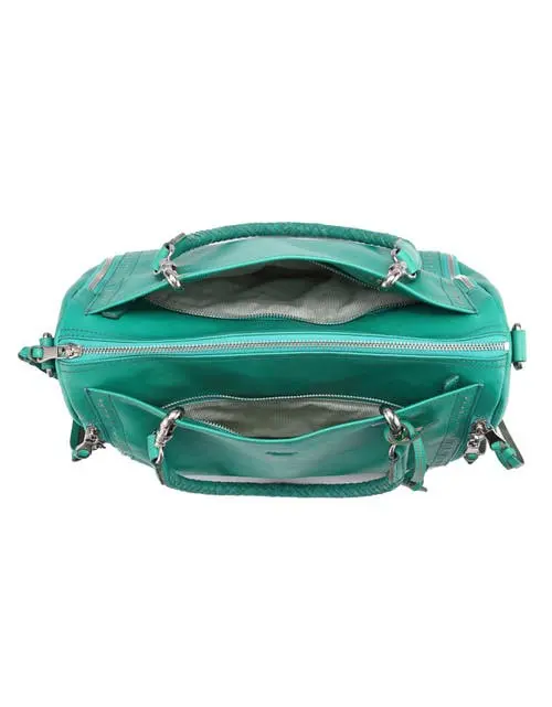 OLD TREND Lily Genuine Leather Classic Heritage Satchel - Aqua