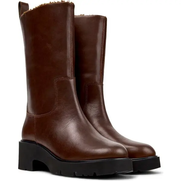Camper Milah Leather Boot - Medium Brown
