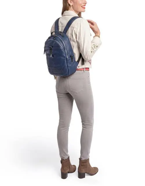 OLD TREND Fern Genuine Leather Structured Everyday Backpack - Navy