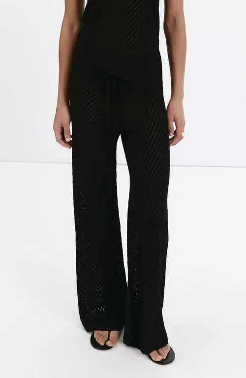 Mango Straight Leg Knit Pants - Black