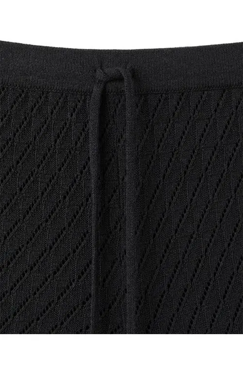 Mango Straight Leg Knit Pants With Textured Pattern And Drawcord-toggle Waist