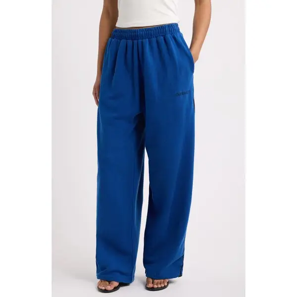 IETS FRANS Wide Leg Fleece Joggers With Adjustable Cuffs - Cobalt