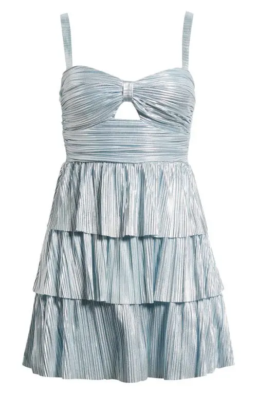 EMERALD SUNDAE Triple Tier Pleated Minidress With Cutout