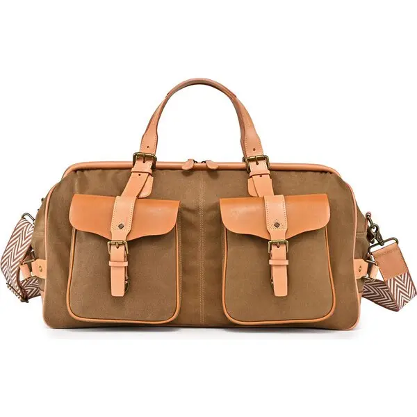OLD TREND Speedwell Genuine Leather Waxed Canvas Travel Duffel - Camel