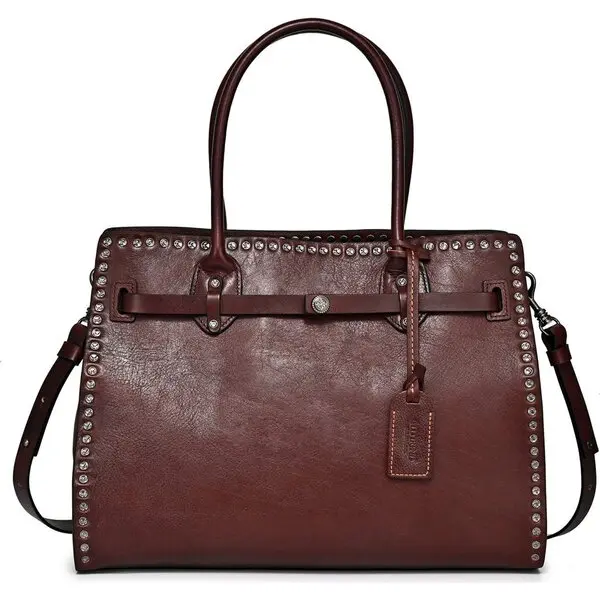 OLD TREND Westland Genuine Leather Textured Heritage Tote - Coffee