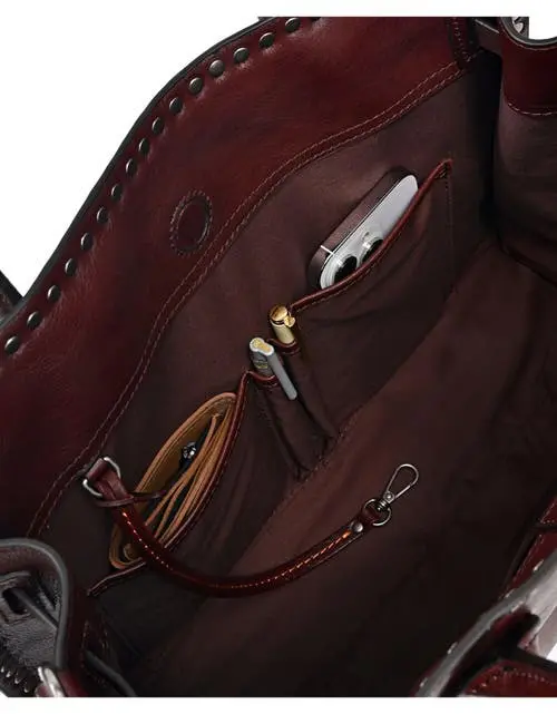 OLD TREND Westland Genuine Leather Textured Heritage Tote - Coffee