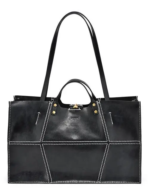 OLD TREND Rosa Genuine Leather Spacious Carryall Tote - Black