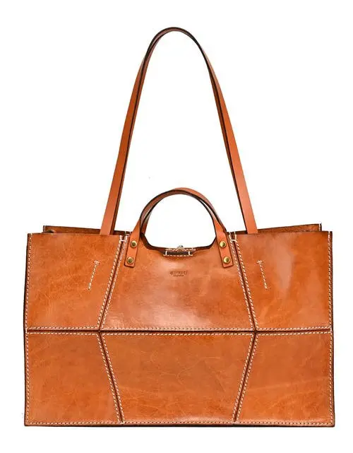 OLD TREND Rosa Genuine Leather Spacious Carryall Tote - Caramel
