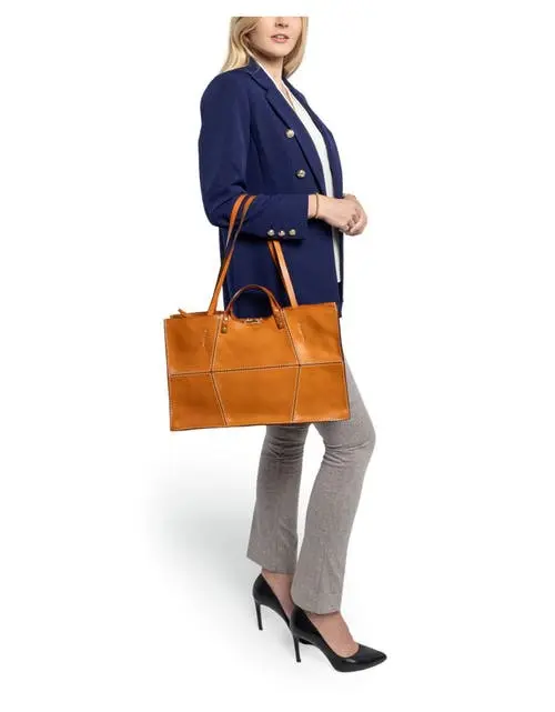 OLD TREND Rosa Genuine Leather Spacious Carryall Tote - Caramel