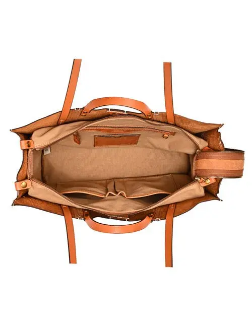 OLD TREND Rosa Genuine Leather Spacious Carryall Tote - Caramel