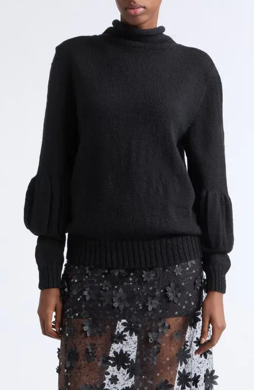KUR Hand Knitted Norwegian Wool Turtleneck Sweater - Black