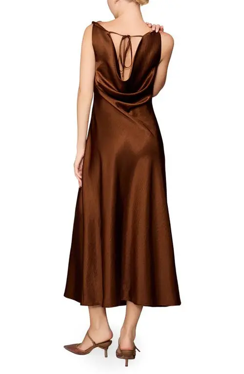 MELLODAY Drape Front Satin Midi Dress