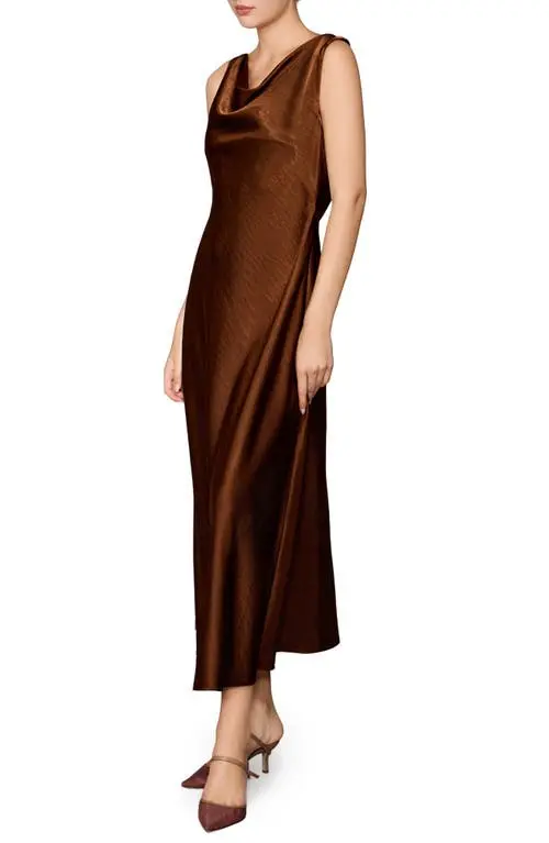 MELLODAY Drape Front Satin Midi Dress
