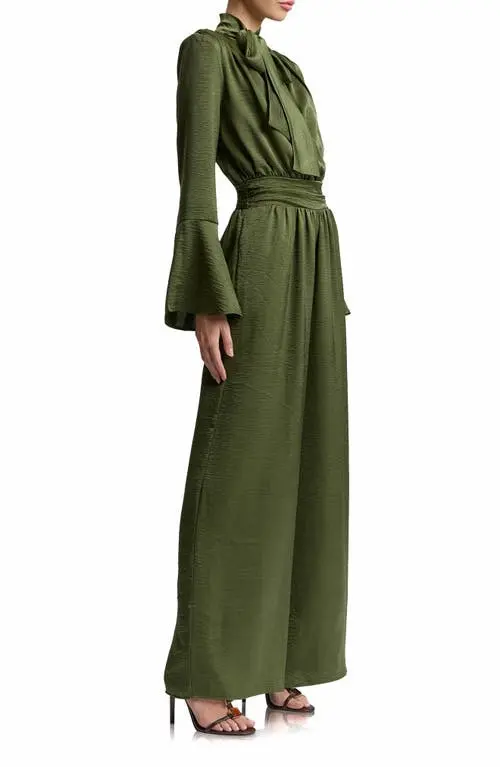 Avec Les Filles Bell Sleeve Wide Leg Jumpsuit