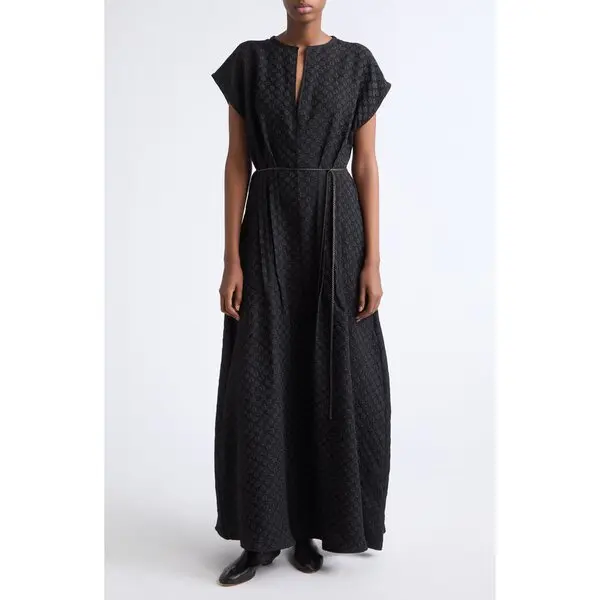 KUR Floral Embossed Jacquard Maxi Dress