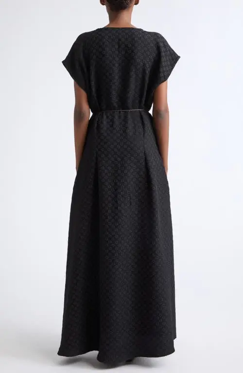 KUR Floral Embossed Jacquard Maxi Dress