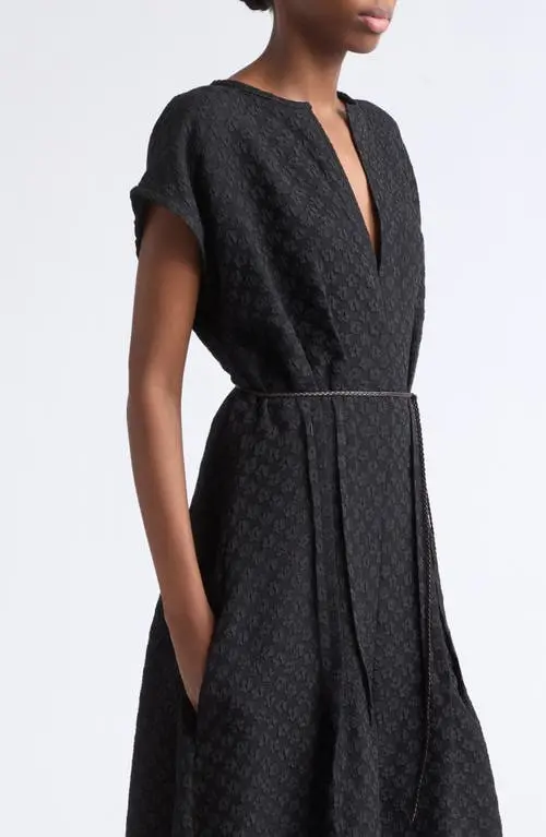 KUR Floral Embossed Jacquard Maxi Dress