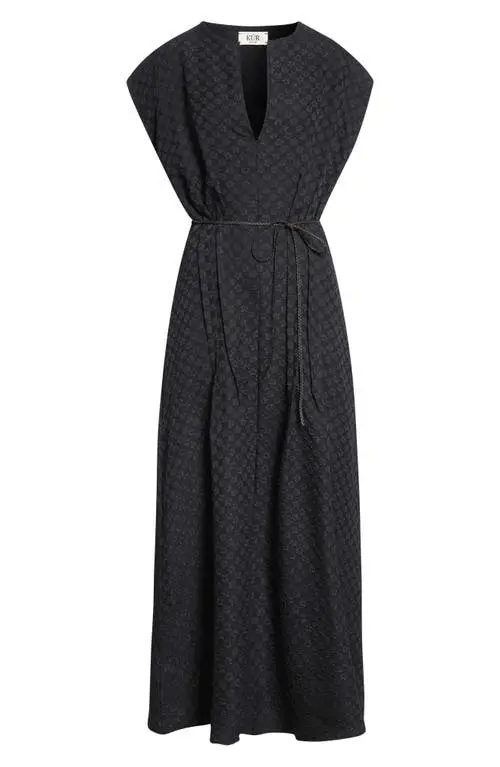 KUR Floral Embossed Jacquard Maxi Dress