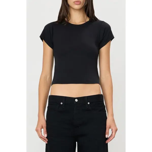 Eterne Short Sleeve Cropped Baby Tee - Black
