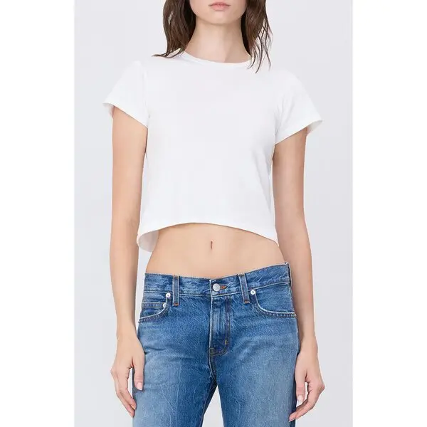 Eterne Short Sleeve Cropped Baby Tee - Ivory