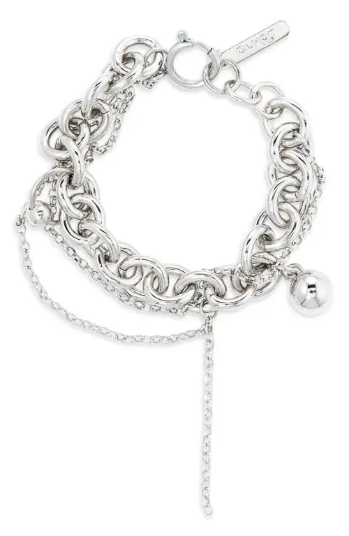 JUSTINE CLENQUET Lewis Mixed Chain Bracelet - Palladium