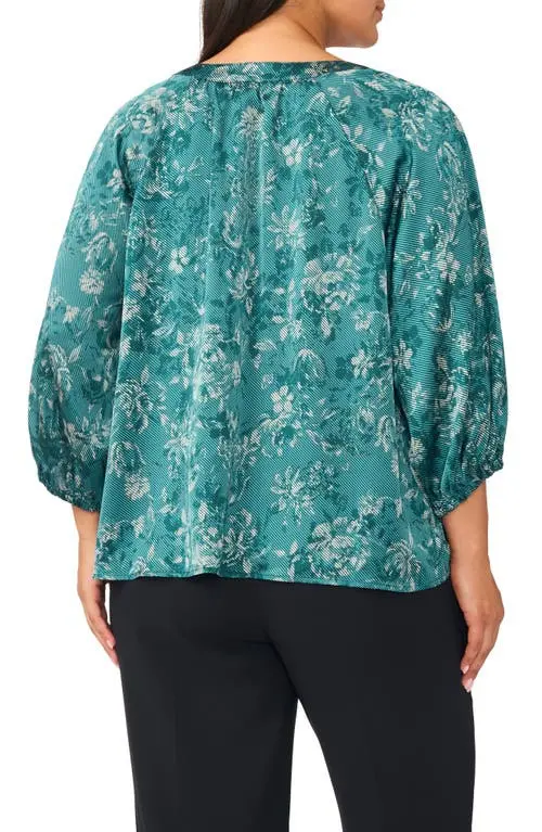 Vince Camuto Floral Print Raglan Sleeve Button Up Shirt