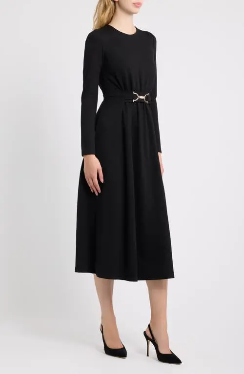 Anne Klein Long Sleeve Fit & Flare Midi Dress